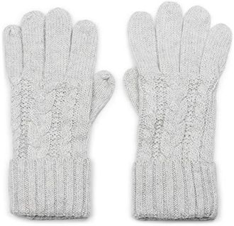 styleBREAKER Gants en maille pour femme avec un motif tress&eacute;, des fils m&eacute;talliques et une collerette double, gants tricot&eacute;s dhiver 09010018, couleur:Gris clair