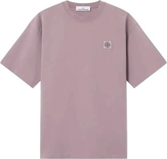 Stone Island Homme, Tops, Violet, Taille: XL T-shirt en jersey de coton peign&eacute;