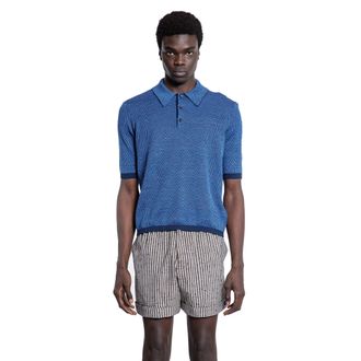 Bottega Veneta Cotton Linen Chevron Polo Shirt