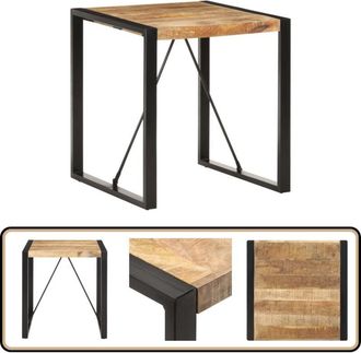 vidaXL Esstisch 70x70x75 cm Raues Mango-Massivholz - Holz Tisch - Esstisch - Industriel Stil - Mangoholz - Stahlgestell