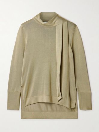 Galvan Ida Oberteil Aus Metallic-jersey Mit Schal - Gr&uuml;n