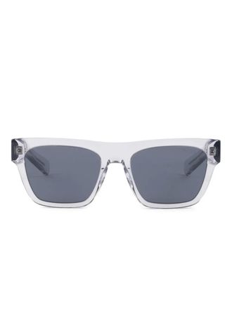 Prada Eckige Sonnenbrille mit Logo-Print - Wei&szlig;