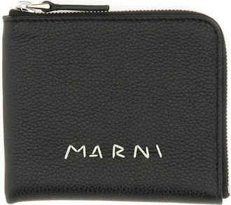 Marni Portemonnaies - Textured Calf Leather Zip Wallet - Gr. unisize - in Schwarz - für Damen