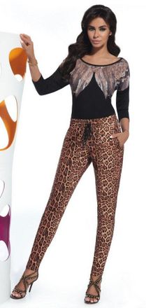 Bas Bleu Schlupfhose im Leoparden-Look, Jogpants Damenhose