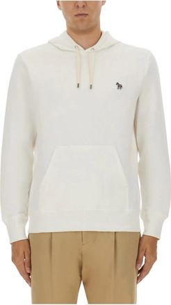 Paul Smith SweaT-shirt &agrave; capuche en coton brod&eacute; z&egrave;bre - Homme - Sweatshirts et sweats &agrave; capuche - Blanc - Taille: S