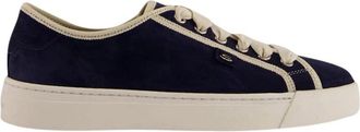 Santoni Femme, Chaussures, Bleu, Taille: 39 EU Baskets en cuir de veau su&eacute;d&eacute;