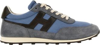 Hogan Homme, Chaussures, Multicolore, Taille: 41 1/2 EU Baskets Hogan athletic en cuir su&eacute;d&eacute; et tissu bleu clair et marron