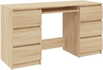 vidaXL Bureau, Table dOrdinateur, Table dÉtude, Meuble de Salon Salle de Séjour Salle de Travail Maison Intérieur, Chêne Sonoma Bois dIngénierie