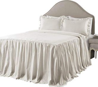 Lush Décor Weizen Ticking Streifen Tagesdecke Vintage Chic Bauernhaus Stil Leicht 3-teiliges Set King