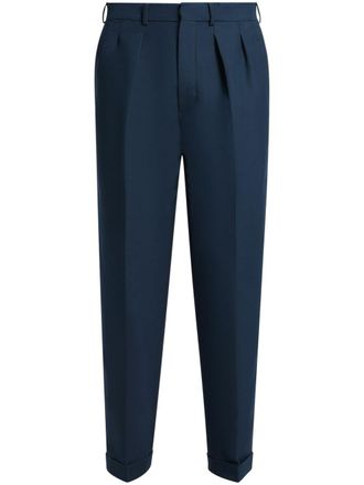 Tom Ford pantalon fuselé à détails plissés - Bleu