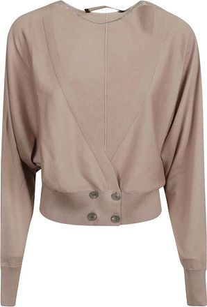 Fabiana Filippi cardigan &agrave; d&eacute;tail boutonn&eacute; et &agrave; col v - Violet