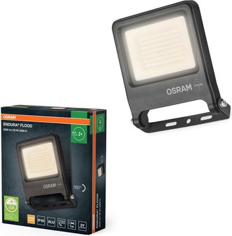 Osram ENDURA FLOOD PC 50W LED-Fluter, 3000K warmweiß, 5000 Lumen, IP65 Flutlicht, nachhaltiges Aluminium, 100 lm/W Effizienz, Dunkelgrau