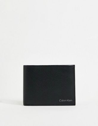 Calvin Klein Portefeuille en cuir avec compartiment pour la monnaie - Noir