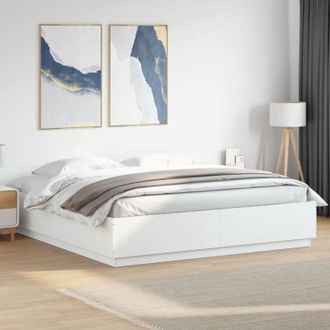 vidaXL Vidaxl - Cadre de lit avec lumi&egrave;res led blanc 180x200 cm bois ing&eacute;nierie