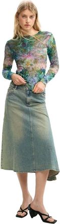 Desigual blouse &agrave; fleurs textur&eacute;es bleu