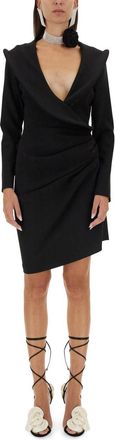 Magda Butrym Sculptural Wool Mini Dress - Black