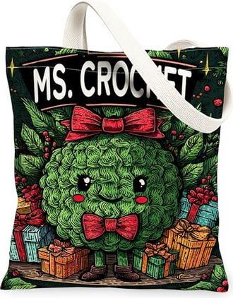 Generic Sacs fourre-tout en toile avec motif floral mignon, sacs d&eacute;picerie r&eacute;utilisables, l&eacute;gers et lavables, vert, 13x15 Inch