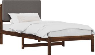 vidaXL Letto Con Testiera Rivestita Marrone Scuro E Grigio Chiaro Vidaxl