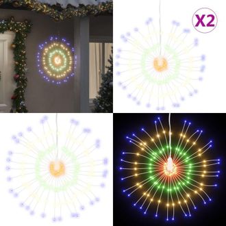 vidaXL Étoile rayonnante de Noël 140 LED 2 pcs multicolore 17 cm - Lumière De Noel - Décoration De Noël - Éclairage Festif - Guirlandes Lumineuses - Étoiles