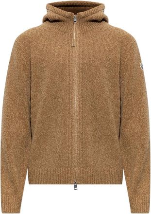 Moncler Homme, Pulls, Brun, Taille: L Cardigan en Laine &agrave; Capuche
