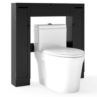 Giantex Toilettenschrank mit Toilettenpapierhaltern, freistehendes Toilettenregal mit verstellbaren Einlegeb&ouml;den, platzsparender WC Schrank f&uuml;r Badezimmer, W&auml;