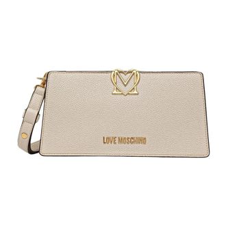 Love Moschino Umh&auml;ngetasche mit Logo-Plakette - - Bags - Damen - Beige - ONE SIZE