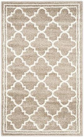 Safavieh Boho Teppich für Wohnzimmer, Esszimmer, Schlafzimmer - Amherst Collection, Kurzer Flor, Weizen und Beige, 91 X 152 cm