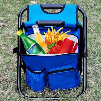 Generico Klappst&uuml;hle f&uuml;r den Au&szlig;enbereich: tragbarer Campingstuhl, zusammenklappbarer Gartenstuhl mit Rucksack und K&uuml;hltasche, Reise-Sitz, verstellbarer Lieges