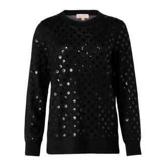 Michael Kors Schwarzer Pullover mit Pailletten - - Knitwear - Damen - Schwarzk - M