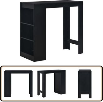 vidaXL Bartisch mit Regal Schwarz 110 x 50 x 103 cm - Esstisch - Bartisch - Hochstuhl - Kücheninsel - Wohnzimmer Dekoration