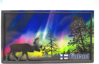 Generic Polarlichter Elch Rentier 3D Holz Souvenir Magnet Skandinavien Finnland