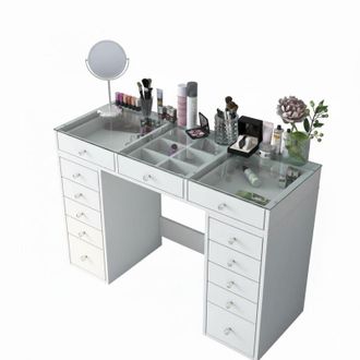 Dmora Kommode Aldara, 13 Schubladen, 44,5x120x79,8h cm Wei&szlig;
