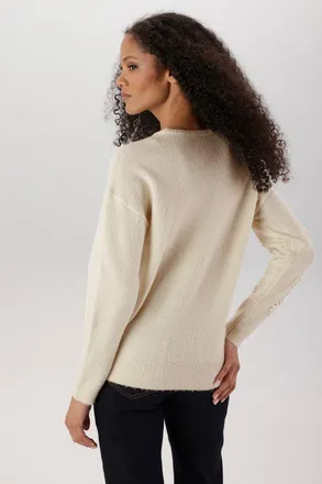 Aniston Strickpullover mit Glitzersteinen und Kunstperlen verziert - NEUE KOLLEKTION