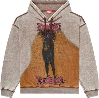 Diesel hoodie imprim&eacute; S-Boxton &agrave; d&eacute;tails de clous - Tons neutres