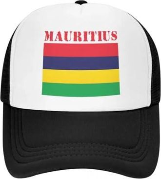 Generic Casquette Trucker Unisexe Classique personnalis&eacute;e avec Drapeau de l&icirc;le Maurice Ajustable pour Hommes et Femmes Style Hip hop id&eacute;ale Les Sports activit