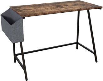 Home Discount Brooklyn Bureau Informatique Compact avec Panier de Rangement Table Gaming / Étude H 75 x L 112 x P 50 cm, Bois-Foncé
