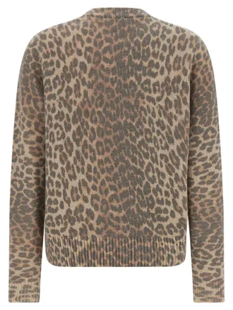 Ganni Leopard-Print Intarsia Sweater - cream