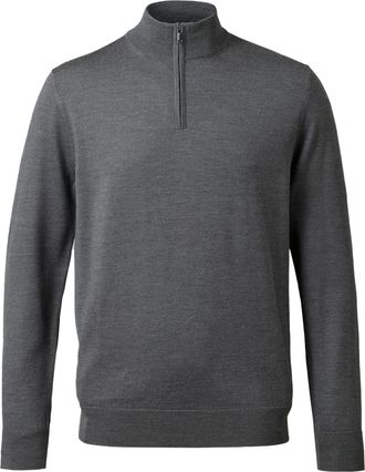 CHARLES TYRWHITT Pullover f&uuml;r Herren, Merinowolle, 1/4-Rei&szlig;verschluss, maschinenwaschbar und temperaturregulierend, f&uuml;r Elegante und legere Kleidung, grau, M