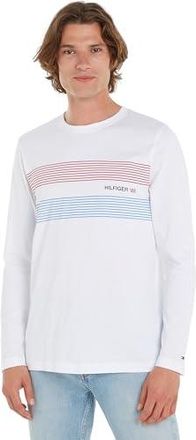 Tommy Hilfiger T-Shirt Manches Longues Homme Chest Hilfiger 85 Ls Tee Coton, Blanc (White), L