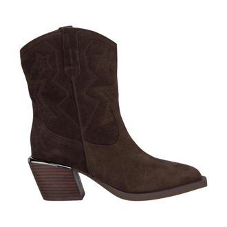 Alma En Pena Gestickte Stiefelette mit Absatz - - Shoes - Damen - Braun - 39 EU