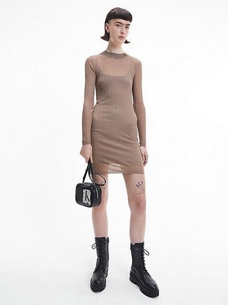 Calvin Klein Robe longueur midi superpos&eacute;e en maille transparente