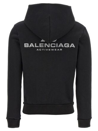 Balenciaga Logo-Print Cotton Hoodie - Black