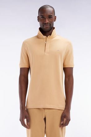 Eden Park Polo &Agrave; Manches Courtes En Piqu&eacute; Coton Stretch Camel Coupe Ajust&eacute;e