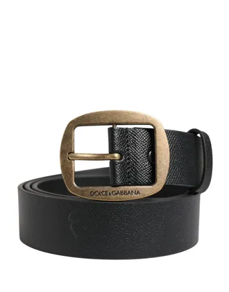 Dolce & Gabbana Men Black Classic Leather Metal Buckle Belt Calf