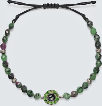 Ileana Makri Armband mit 9kt Wei&szlig;gold (375/1000), Sterlingsilber, Diamanten und Rhodochrosit