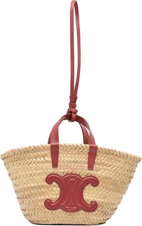 Celine Hobo Bags - Small Raffia Cuir Triomphe Classic Panier Tote - Gr. unisize - in Braun - f&uuml;r Damen