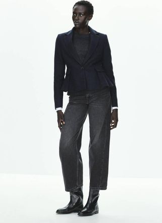 Mango Jean balloon crop black denim - Femme - 32 - MANGO