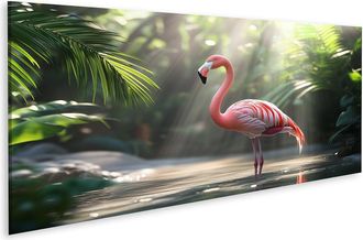 Islandburner Bild auf Leinwand Flamingo im Dschungellicht Bilder Wandbilder Poster