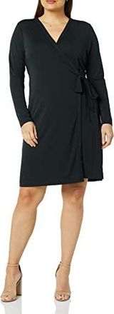 Amazon Essentials Robe Portefeuille Modèle Signature À Manches Longues Femme, Noir, XXL