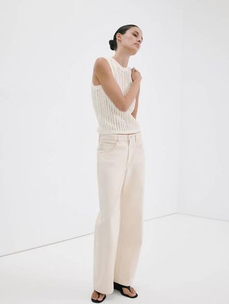 Mango Top maille ajour&eacute;e &eacute;cru - Femme - XXS - MANGO